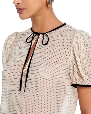 FRAME The Silk Tie Puff Sleeve Top
