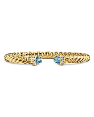 David Yurman Cablespira Flex Bracelet - Blue Topaz/gold