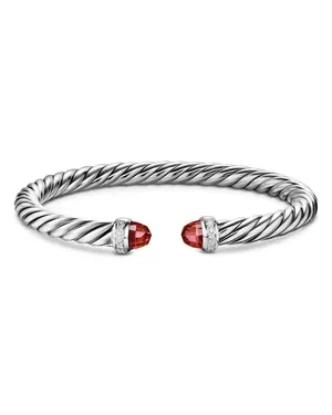 David Yurman Cable Flex Bracelet With Rhodolite Garnet And Diamonds