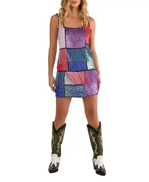Nasty Gal Sequin Mini Dress With Tassels - Multi