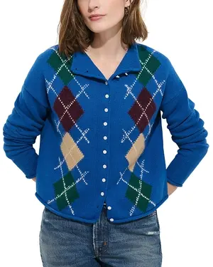 ALEX MILL Taylor Argyle Cardigan Sweater Cunningham