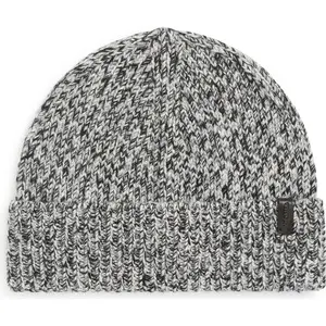 Vince Brushed Marled Cashmere Cuffed Beanie - Black