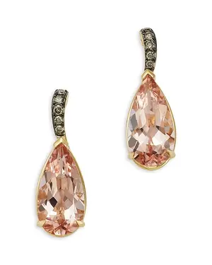 Bloomingdale'S Morganite And Brown Diamond Drop Earrings - Gold