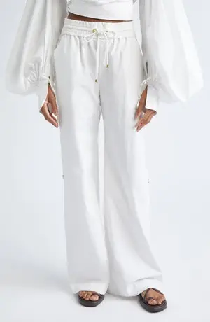 ZIMMERMANN Rebellion Cotton Poplin Wide Leg Button Pants