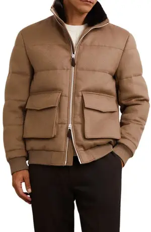 REISS Gerald Puffer Jacket - Light Brown