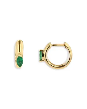 MOON & MEADOW 14k Yellow Emerald Hoop Earrings - Gold