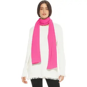 MONTICELLI CASHMERE Essential Pure Cashmere Maxi Wide Scarf Fuchsia
