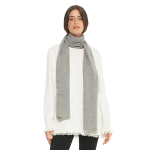 MONTICELLI CASHMERE Essential Pure Cashmere Maxi Wide Scarf Melange Gray
