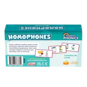 JUNIOR LEARNING Rainbow Phonics Homophones Word Flash Cards