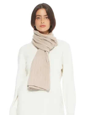 MONTICELLI CASHMERE Pure Cashmere Plush-ribbed Scarf Beige