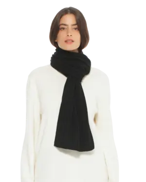 MONTICELLI CASHMERE Pure Cashmere Plush-ribbed Scarf Black