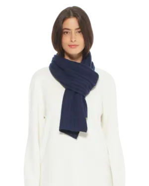 MONTICELLI CASHMERE Pure Cashmere Plush-ribbed Scarf Blue