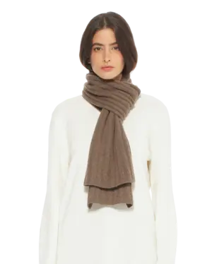 MONTICELLI CASHMERE Pure Cashmere Plush-ribbed Scarf - Brown