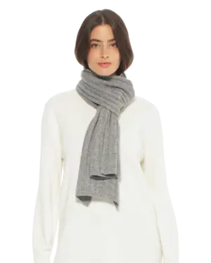 MONTICELLI CASHMERE Pure Cashmere Plush-ribbed Scarf Melange Grey