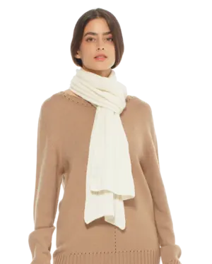 MONTICELLI CASHMERE Pure Cashmere Plush-ribbed Scarf Milk White