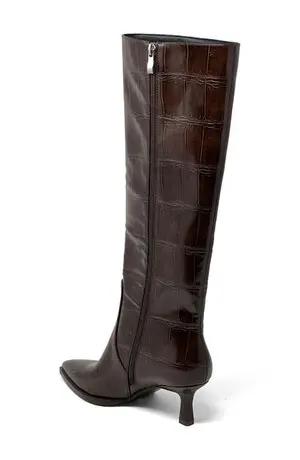 SHU SHOP Vanessa Pointed-toe Knee High Boots - Brown Croco
