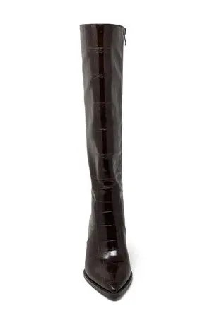 SHU SHOP Vanessa Pointed-toe Knee High Boots - Brown Croco