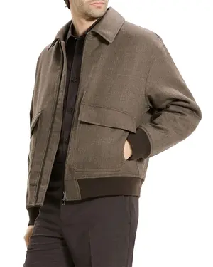 Theory Modern Aviator Jacket In Wool - Feather