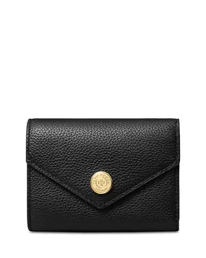 Tory Burch T Monogram Pebbled Leather Envelope Wallet - Black