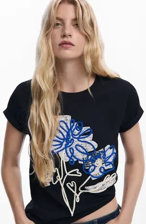 Desigual Floral Graphic Cotton T-shirt