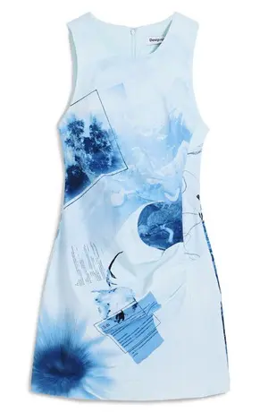 Desigual Printed Pleated Sleeveless Minidress
