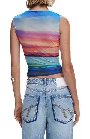 Desigual Drawstring Front Mesh Tank