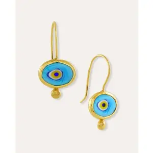 OTTOMAN HANDS Alara Evil Eye Drop Earrings - Blue