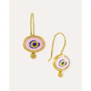 OTTOMAN HANDS Alara Evil Eye Drop Earrings - Gold