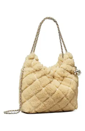 Tory Burch Fleming Genuine Shearling Hobo Bag