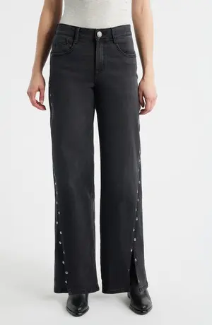 Wit & Wisdom High-waist Slit Studded Jeans