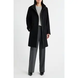 Fleurette Wool Coat With Leather Trim