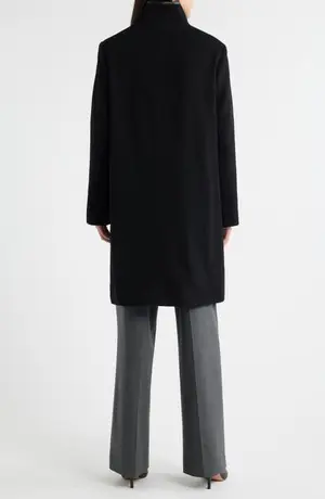 Fleurette Wool Coat With Leather Trim