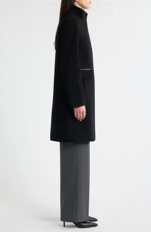 Fleurette Wool Coat With Leather Trim