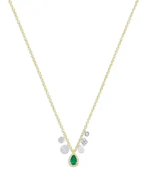 Meira T 14k Emerald And Diamond Pendant Necklace - Gold