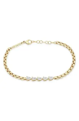 Zoe Chicco Diamond Pear Box Chain Bracelet - 14k Yellow Gold