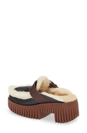 4CCCCEES Genuine Shearling Platform Clogs - Oreo