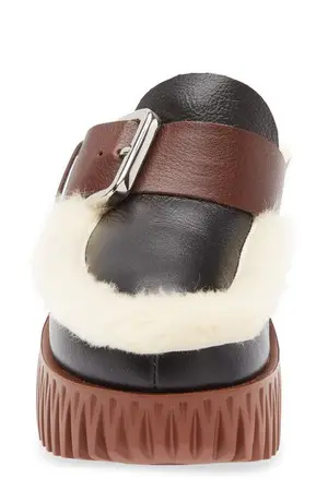 4CCCCEES Genuine Shearling Platform Clogs - Oreo