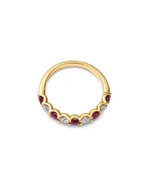Bloomingdale'S 14k Yellow Gold Gemstone And Diamond Band Ring - Ruby/gold