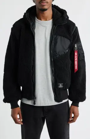 Alpha Industries Quilted Fleece Hooded Flight Jacket
