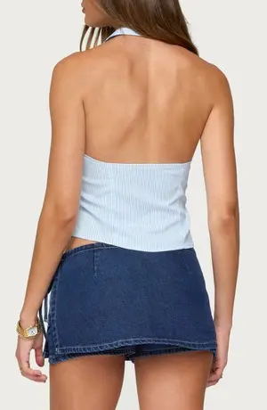 EDIKTED Debra Tailored Pinstripe Halter Top