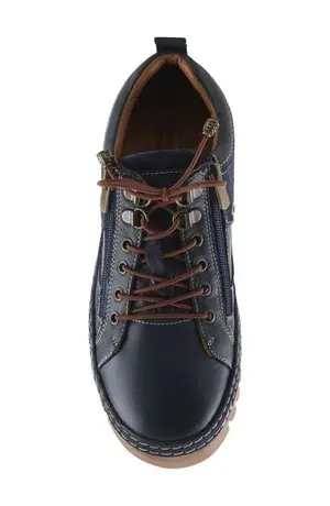 SPRING STEP SHOES Lauria Leather Sneaker - Navy