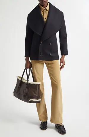 Bottega Veneta Stretch Wool Blend Felt Double-breasted Coat