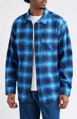 VANS Bixby Plaid Cotton Flannel Button-up Shirt - Parisian Night/tranquil Blue