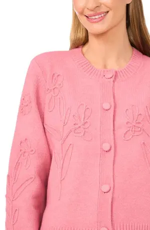 CECE DUPRAZ Floral Soutache Cardigan - Rose