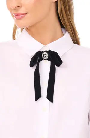 CECE DUPRAZ Cotton Button-up Shirt With Velvet Bow