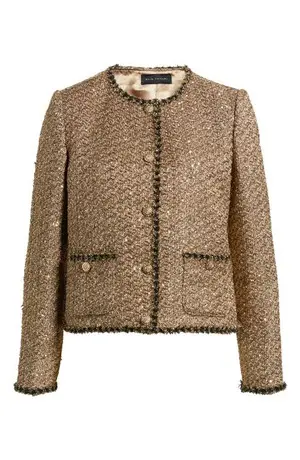 ELIE TAHARI Elie Tahari Ramy Metallic Tweed Jacket