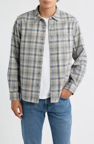 Treasure & Bond Plaid Flannel Button-up Shirt - Blue- Beige William Grid