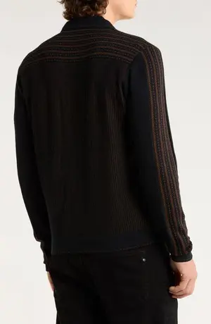 PERCIVAL Appendix Knit Button-up Shirt - Black With Brown