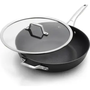 CALPHALON Premier Hard Anodized Nonstick 13-inch Deep Skillet With Lid - Black