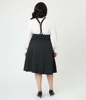 Unique Vintage 1950s Suspenders Swing Skirt